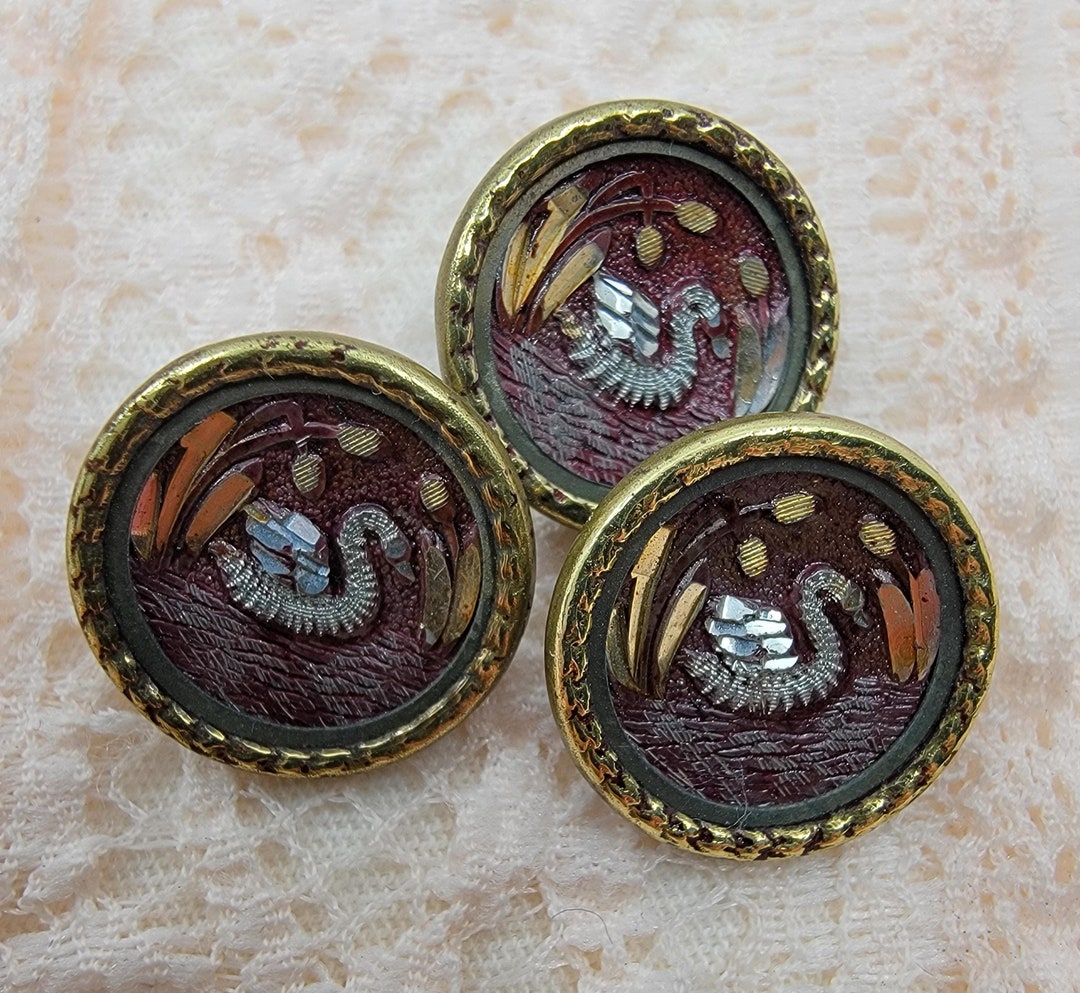 Vintage Antique Small Tinted Metal Cut Steel Swan Design Picture ...