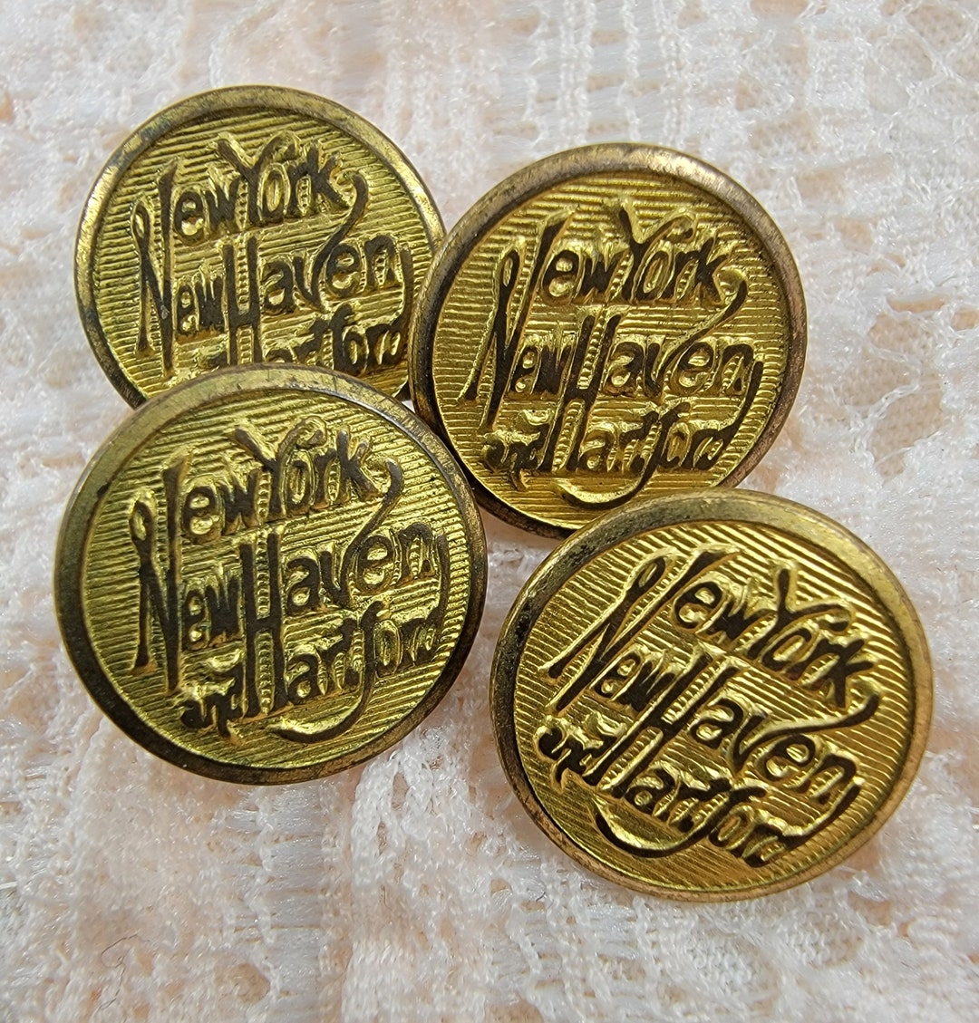 Vintage Brass Railroad Uniform Buttons - New York New Haven Hartford ...