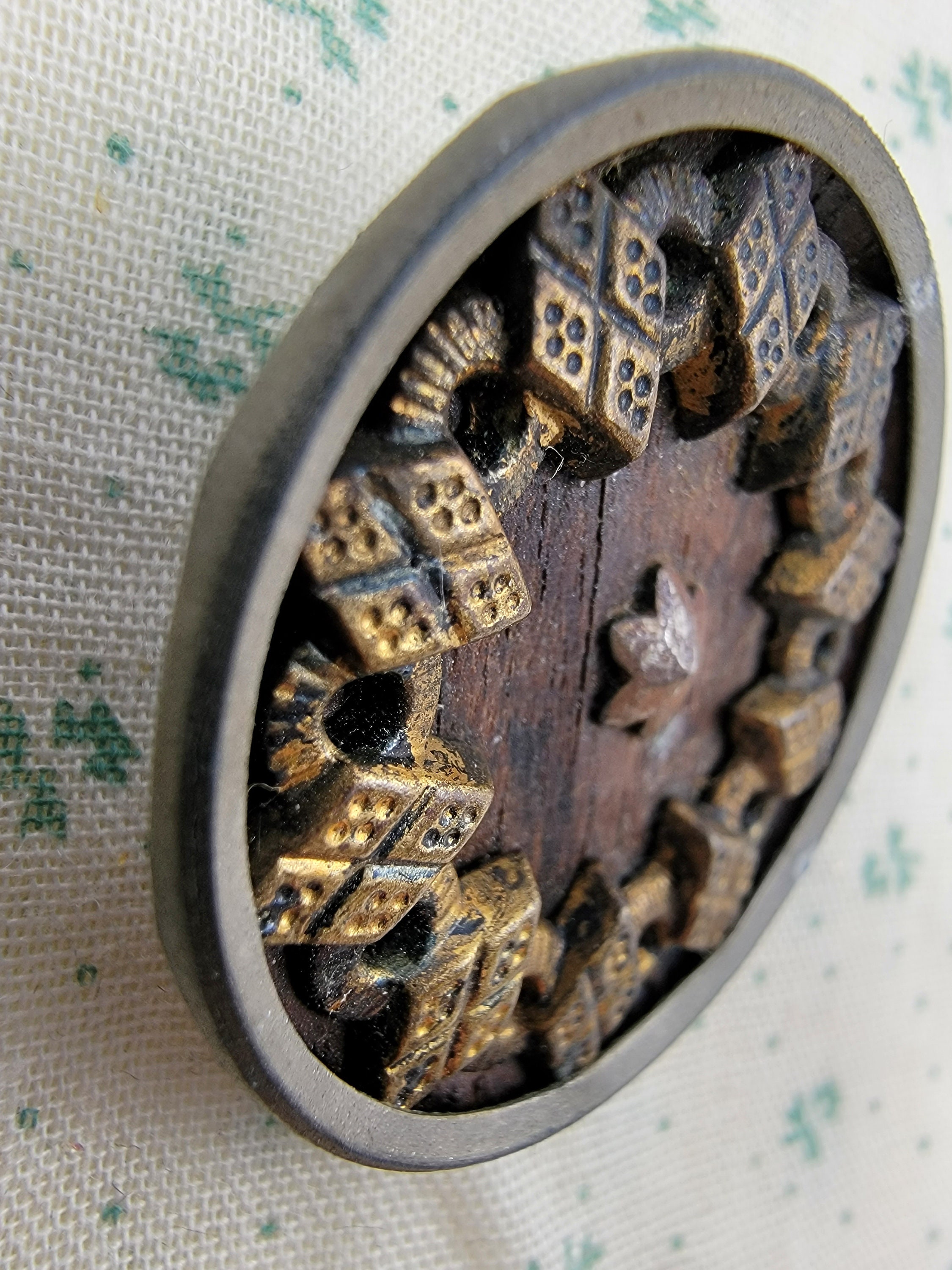 Vintage Antique Large Wood and Metal Shield Design Button - Etsy