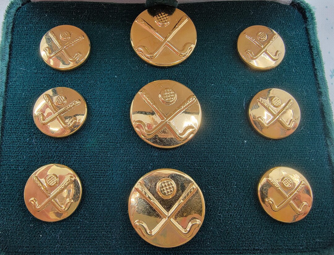 Vintage Waterbury Golf Club Design Brass Blazer Buttons in Case - Mixed ...