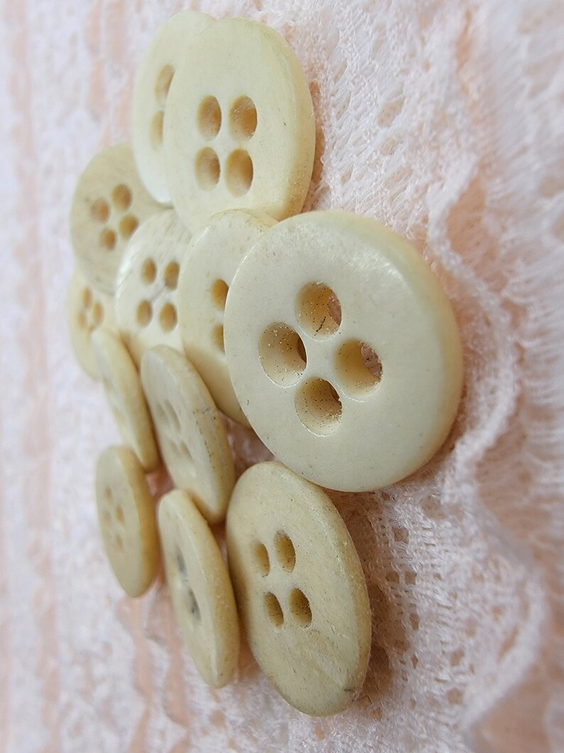 Vintage Antique Four Hole Sew Thru Bone Buttons - Set of 12 - Etsy
