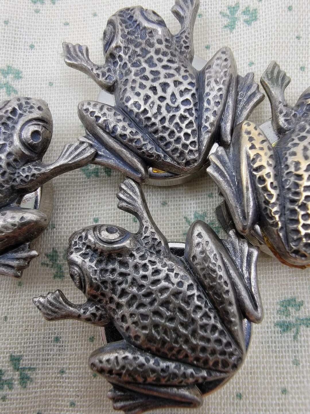 Vintage Frog Shaped White Metal Button Covers - Set of 4 - Etsy
