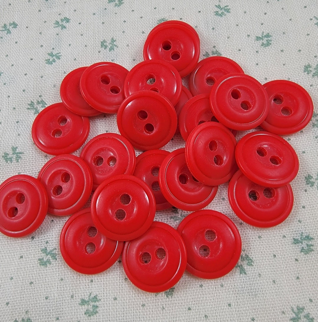 Vintage Bright Red Two Hole Sew Thru Plastic Buttons - Set of 24 - Etsy