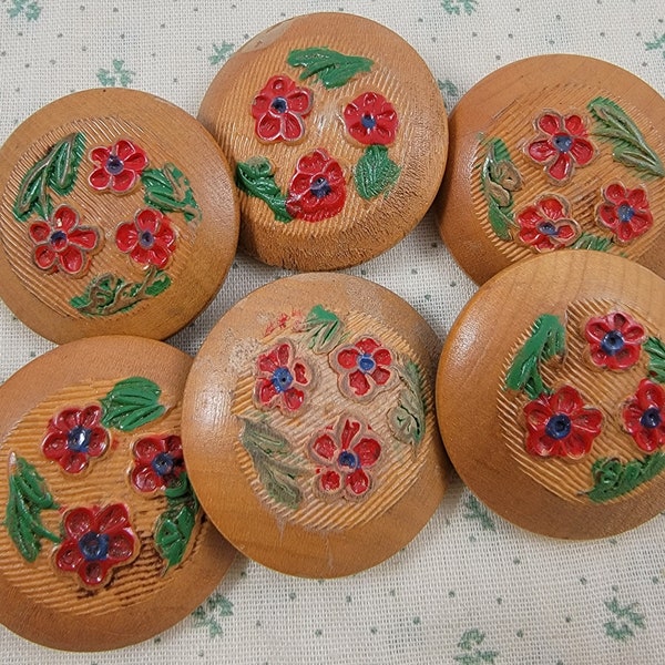 Painted Wood Buttons - Etsy
