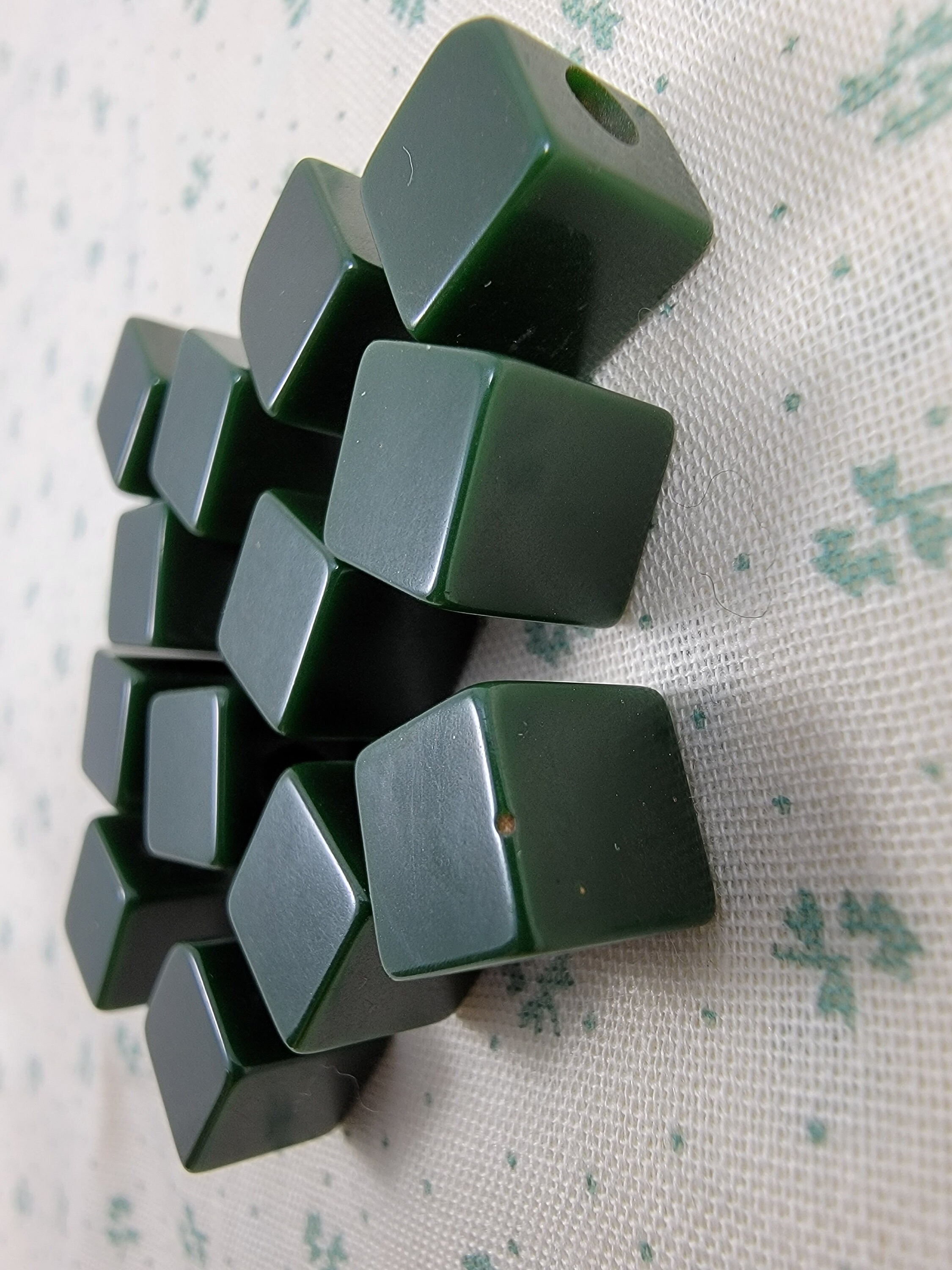 Vintage Dark Green Bakelite Cube Buttons Set of 13 - Etsy