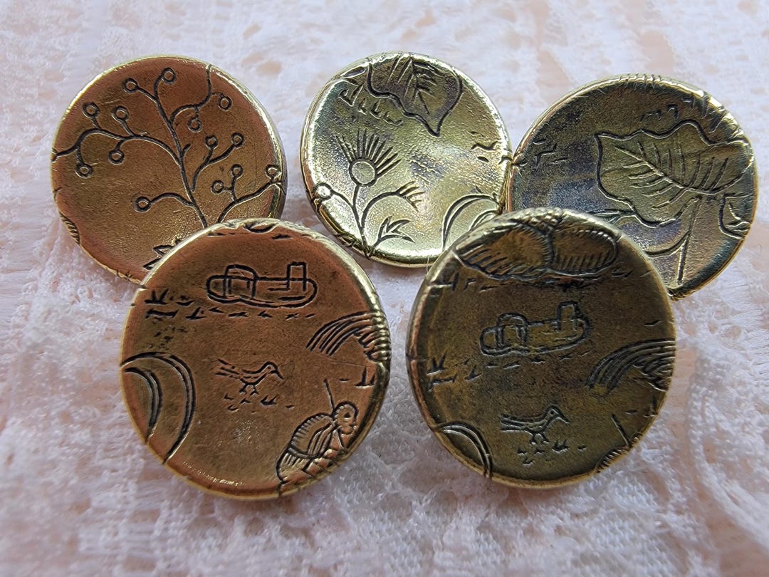 YOUR CHOICE Vintage Antique Paris Back Engraved Small Brass Buttons ...