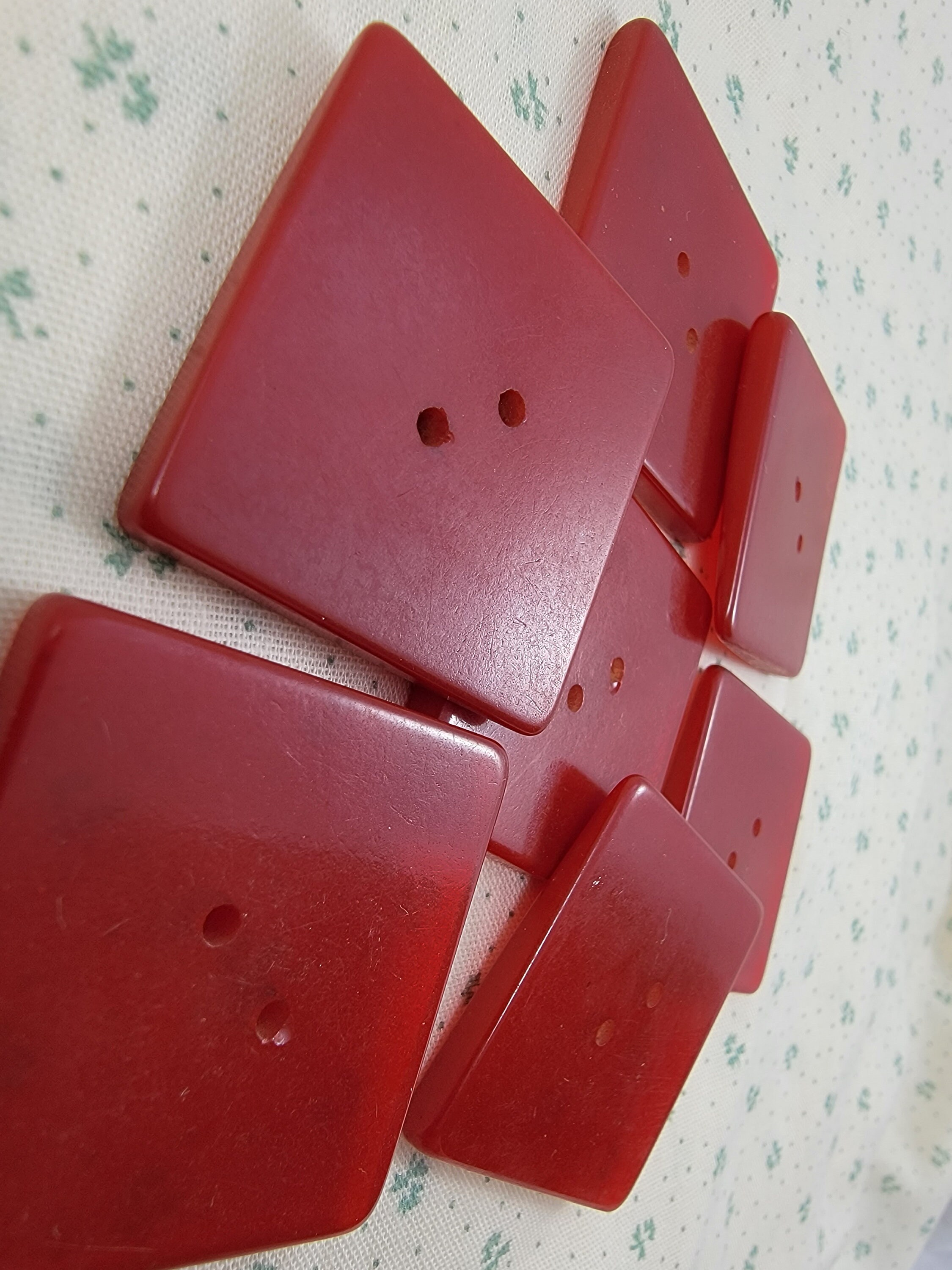 Vintage Cherry Red Semi-transparent Square Bakelite Sew-thru - Etsy