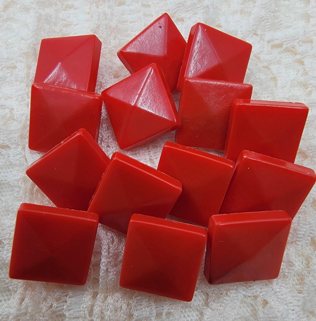 Vintage Small Square Shaped Red Plastic Buttons With Self Shanks - Set of 14 - Etsy