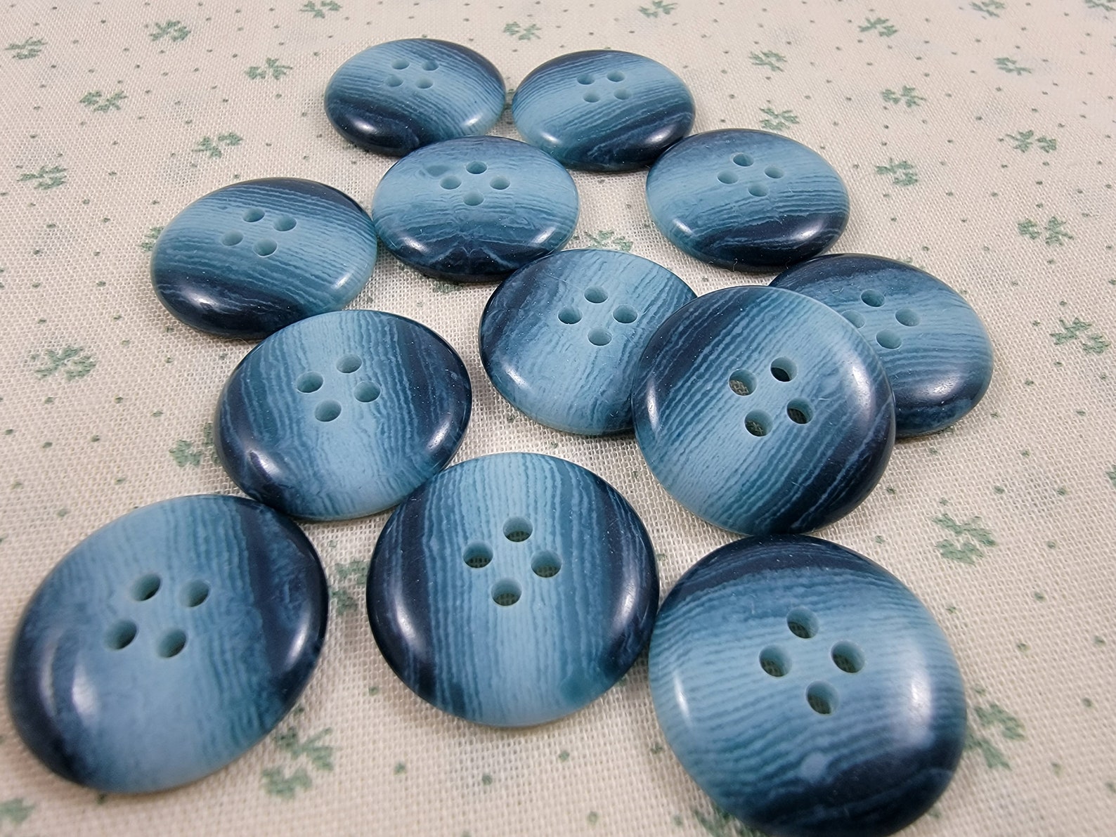 Vintage Medium Blue Wavy Stripe Design Four Hole Plastic Sew - Etsy