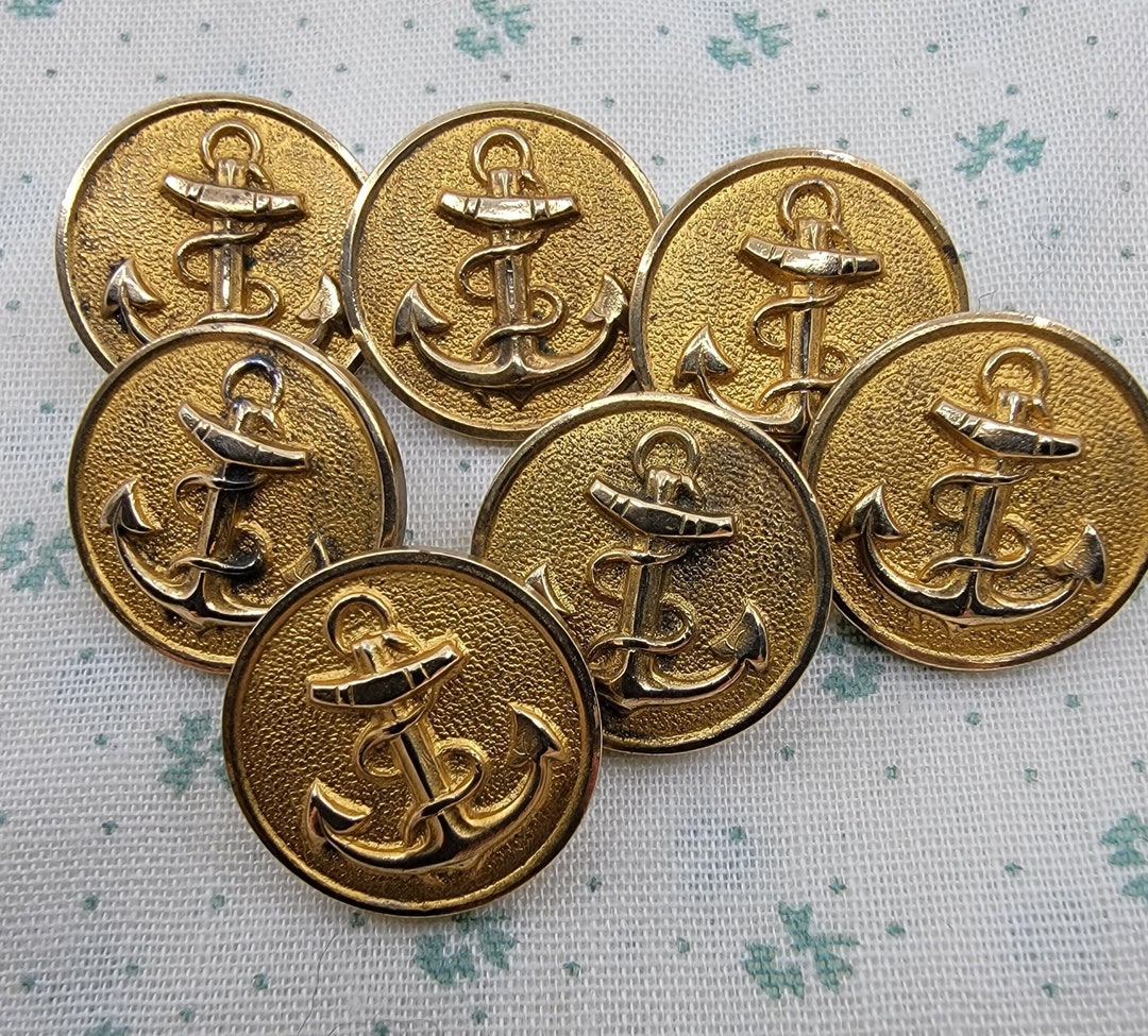 Vintage Antique French Naval Uniform Anchor Metal Buttons With Paris ...