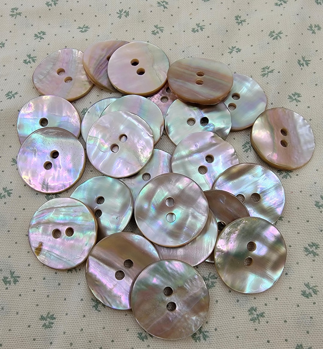 Vintage Iridescent Pink-toned Mother of Pearl Shell Sew Through Buttons ...