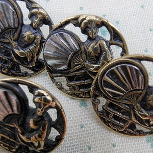 Vintage Small Brass and White Metal Yum Yum Openwork Picture Buttons ...