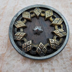 Vintage Antique Large Wood and Metal Shield Design Button - Etsy