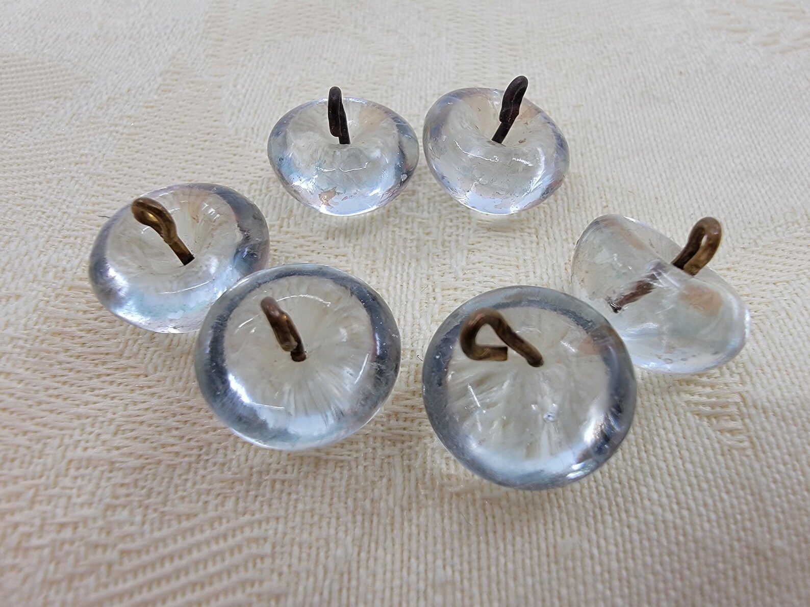 Vintage Smooth Domed Clear Glass Buttons With Metal Loop Shanks Set of ...