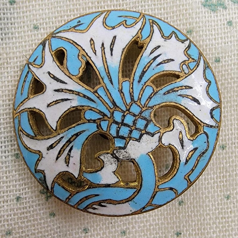 Antique Enamel Button - Etsy