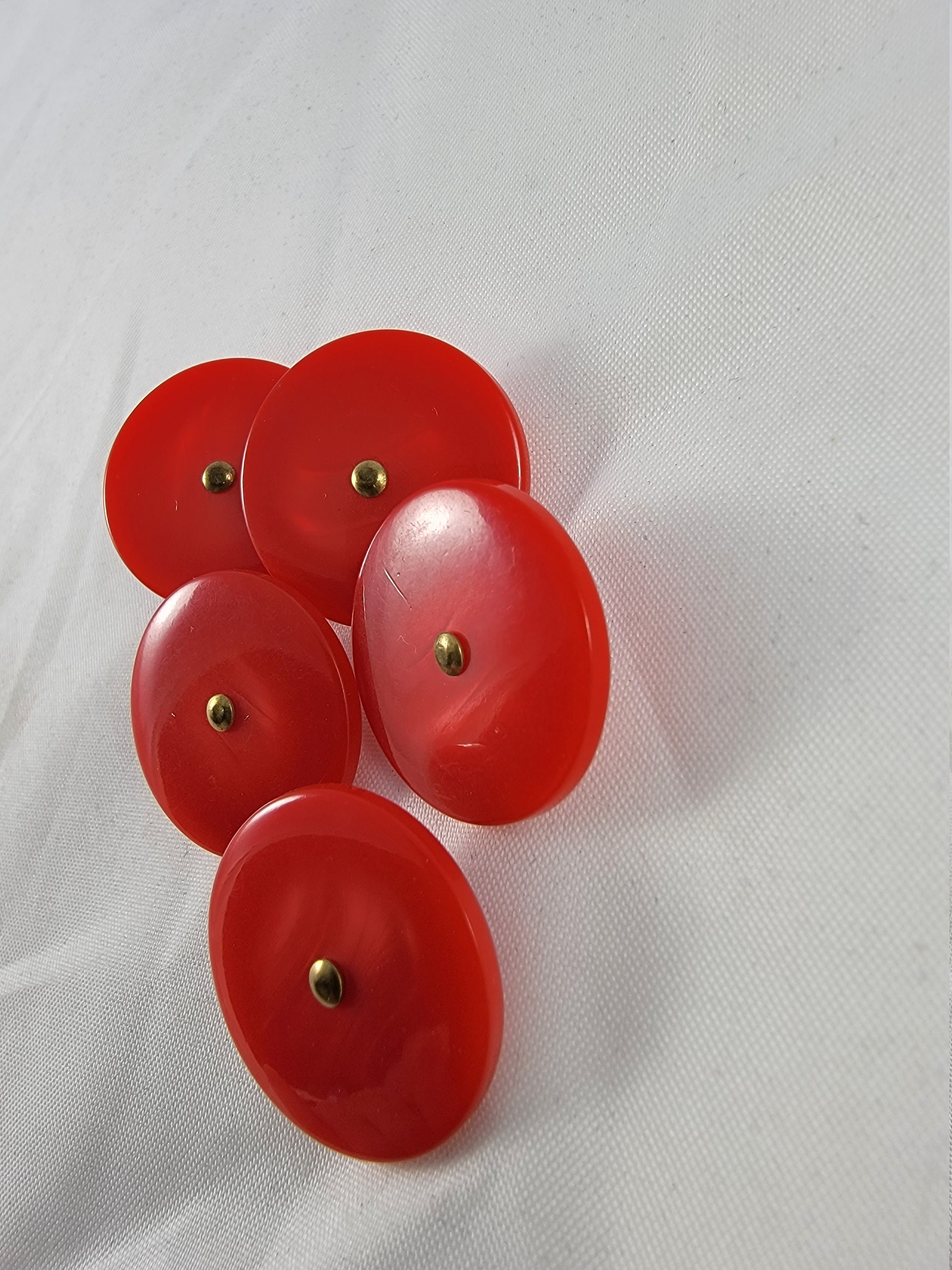 Vintage Bright Red Plastic Buttons With Metal Pin Shanks Set - Etsy
