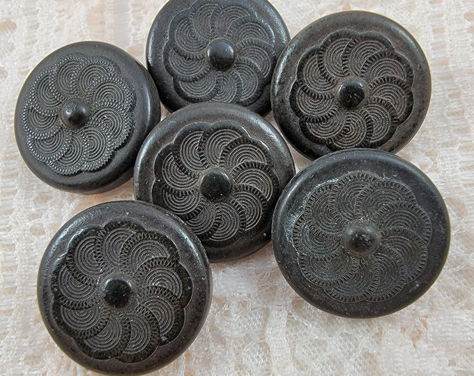 Vintage Antique NRC Goodyear Brown Rubber Floral Pinwheel Buttons Set ...