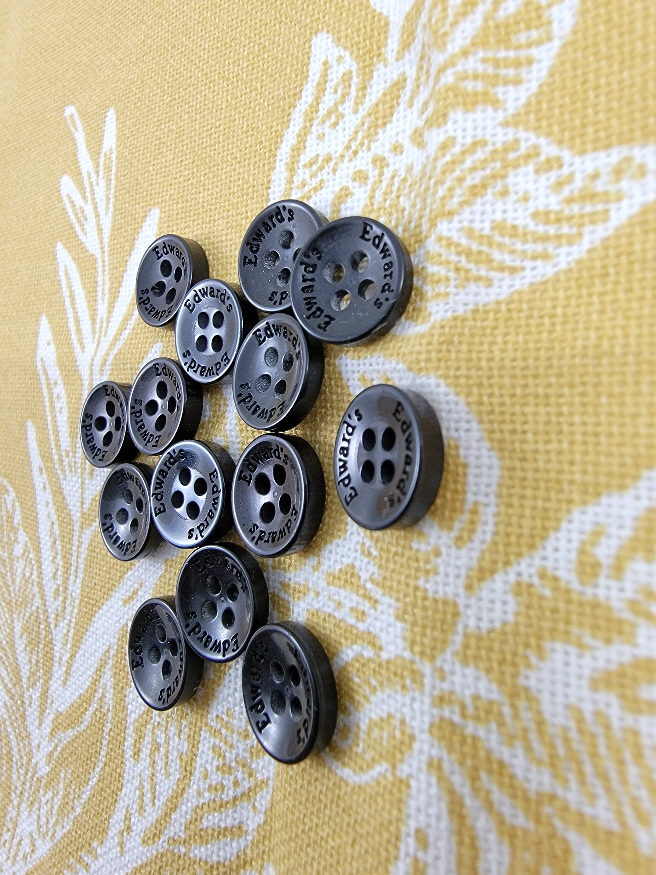 Vintage Edward's Small Black Four Hole Sew Thru Buttons - Etsy