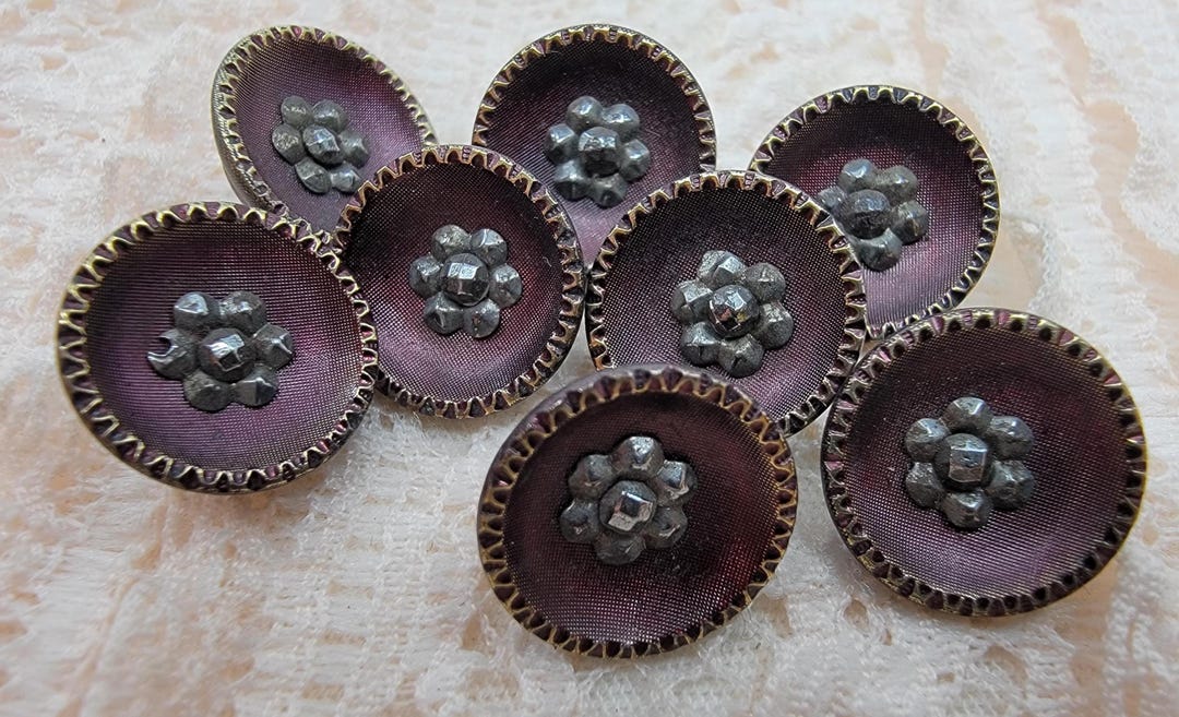Vintage Purple Brass Cup Buttons: Metal Loop Shanks, Set of 4 - Etsy