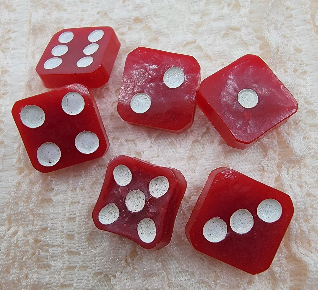 Vintage Early Plastic Red and White Square Dice Buttons - Set of 6 - Etsy