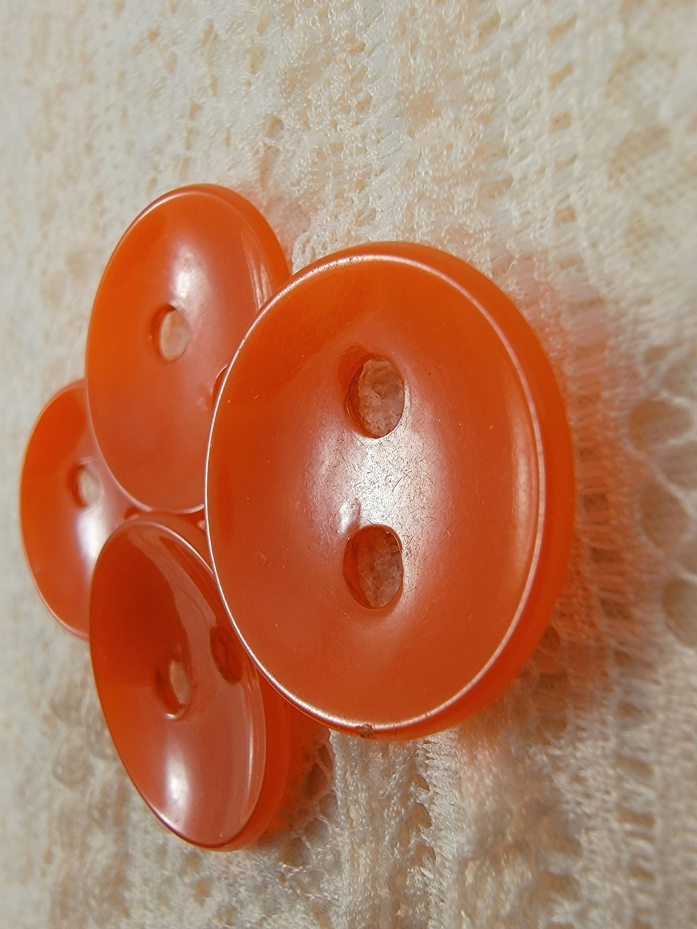 Vintage Early Plastic Bright Orange Sew Through Buttons Set - Etsy