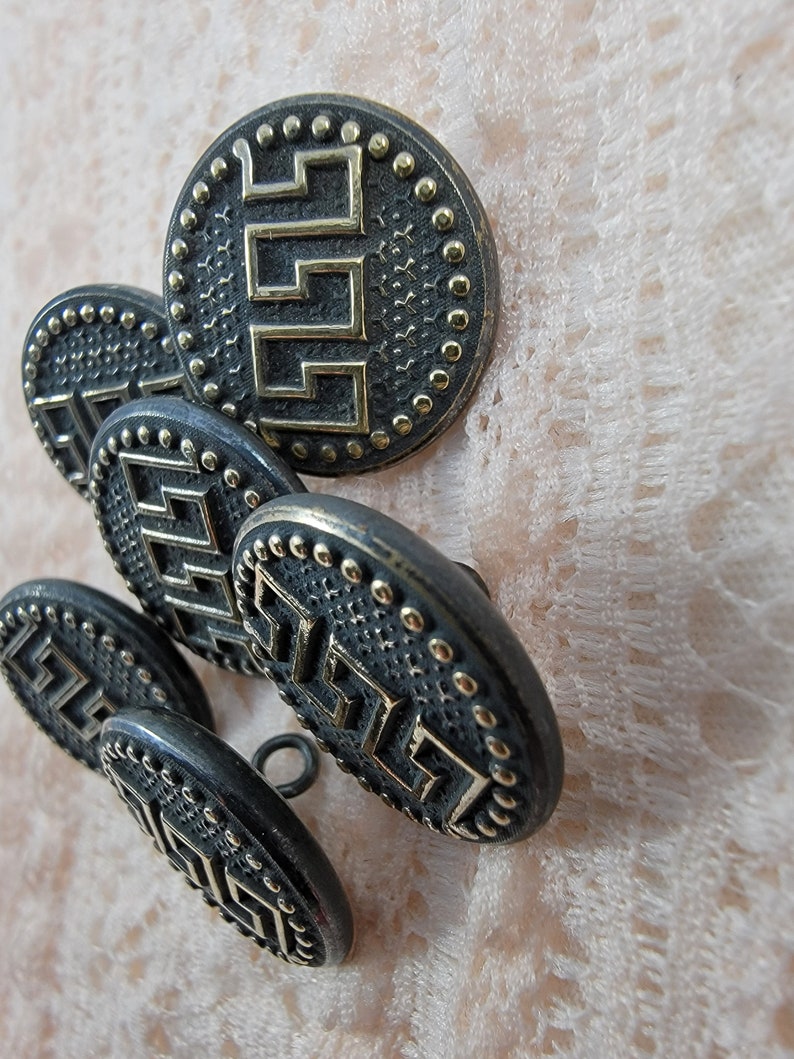 Vintage Stylized Greek Key Design Metal Buttons Set of 6 - Etsy