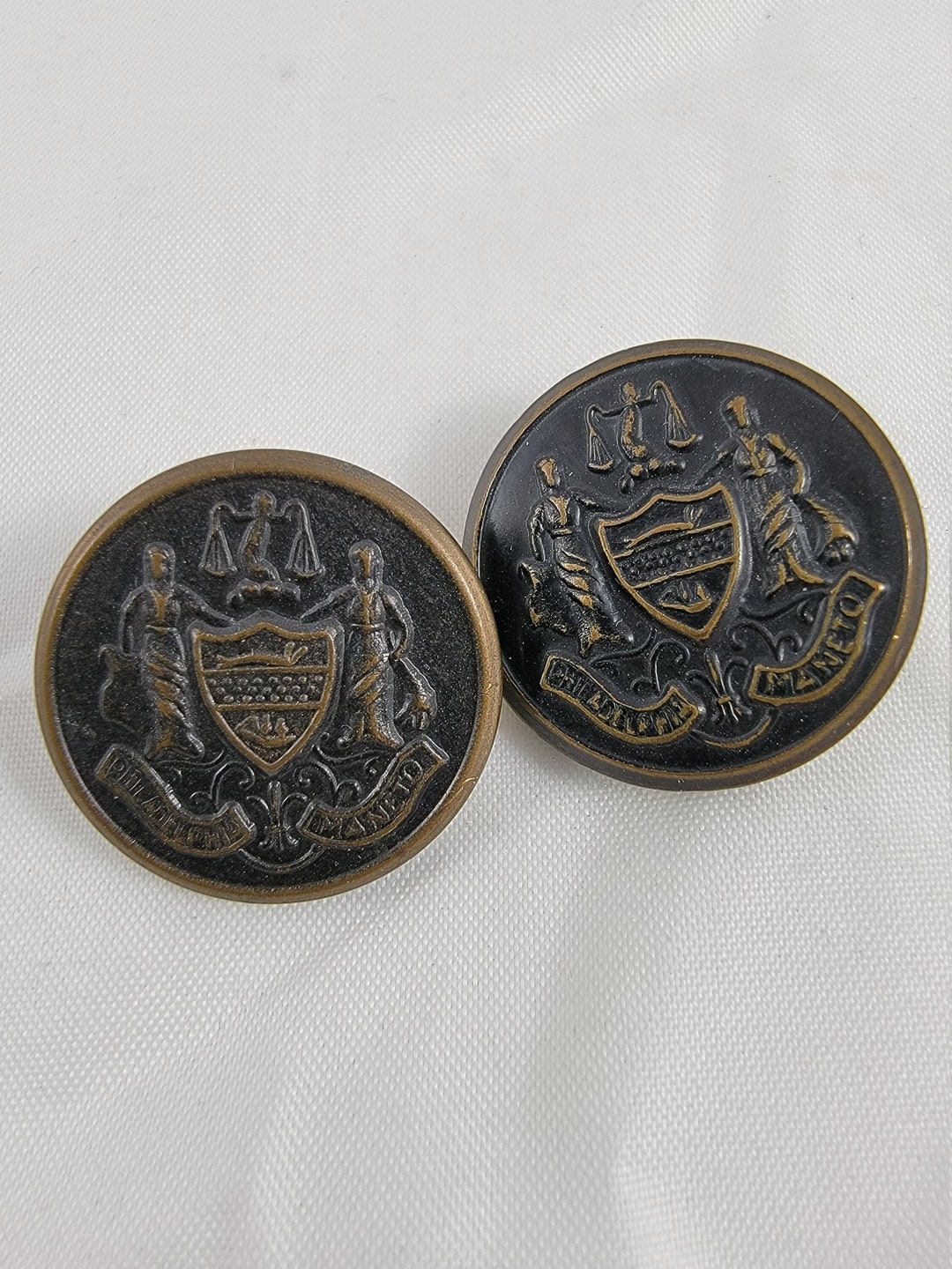 Vintage Metal Philadelphia Maneto Seal Buttons - Mixed Set of 2 - Etsy