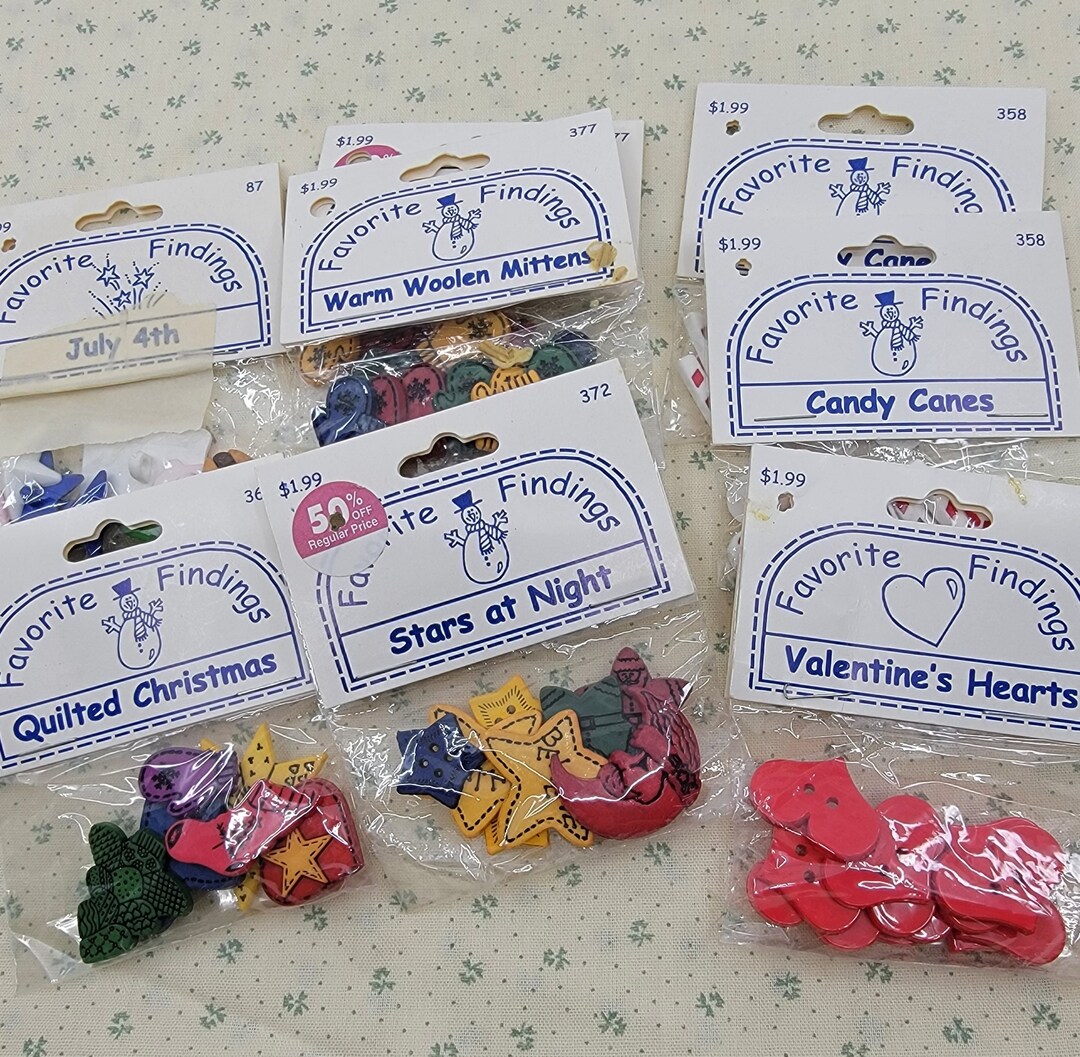 YOUR CHOICE Vintage Favorite Findings Plastic Novelty Button Packs - Etsy