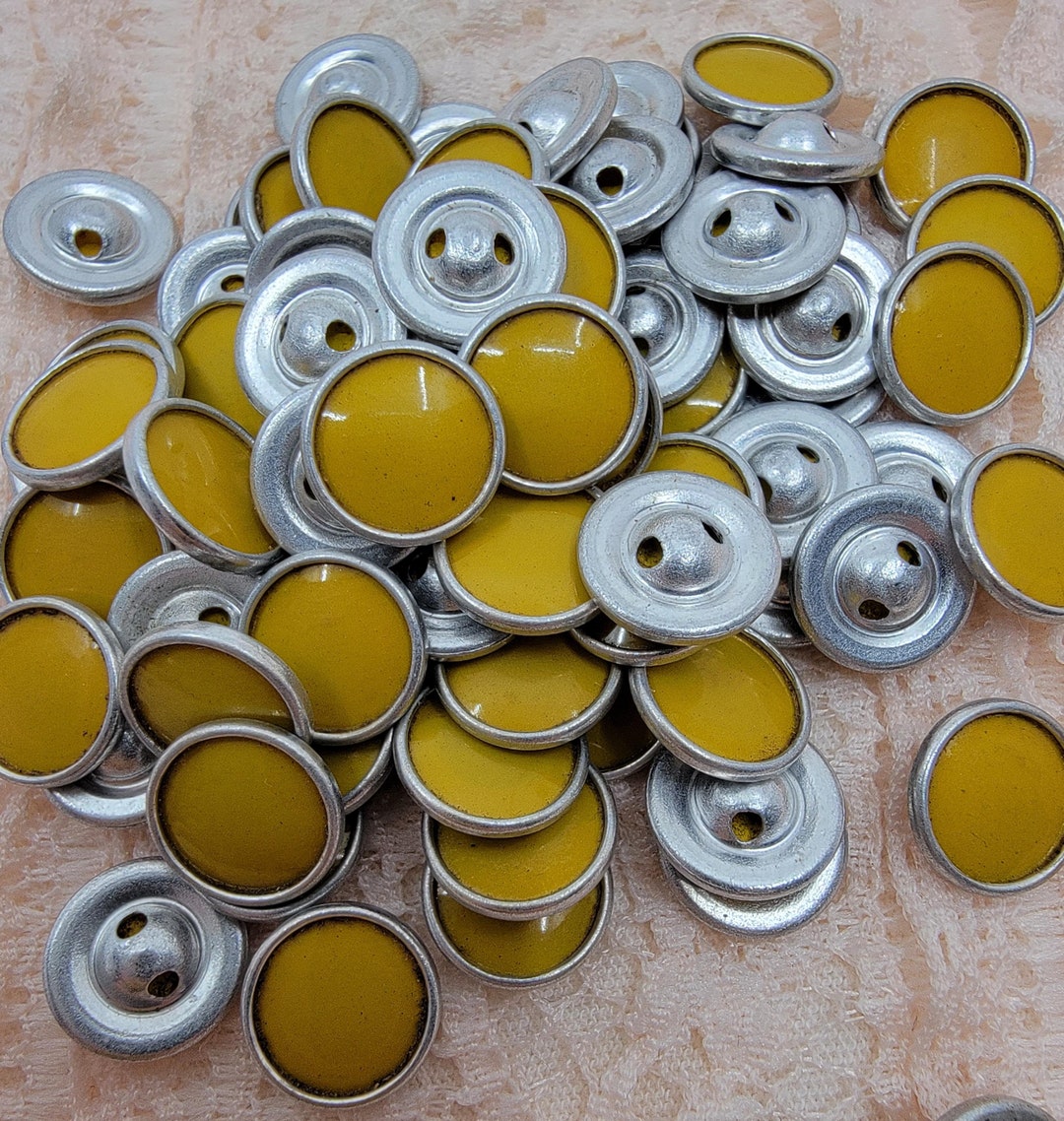 Vintage Small Mustard Yellow Center Aluminum Buttons With Self Shanks ...