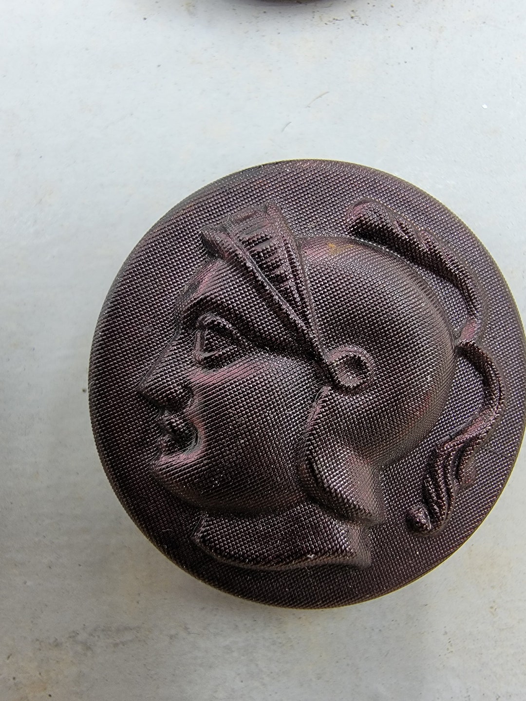 Vintage Roman Soldier Cameo Purple Tint Metal Two Piece Buttons - Set ...