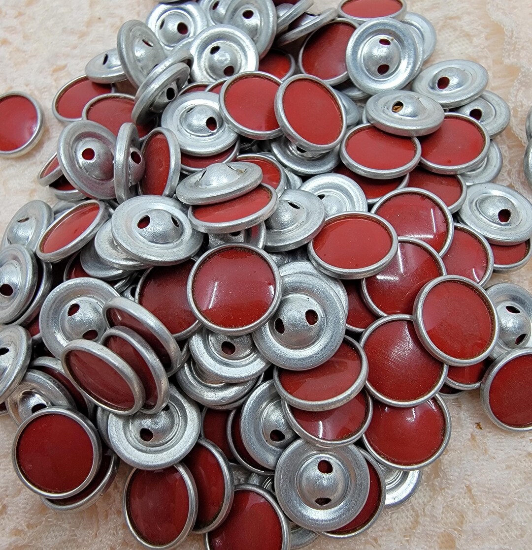 Vintage Small Red Center Aluminum Buttons With Self Shanks - Set of 24 ...