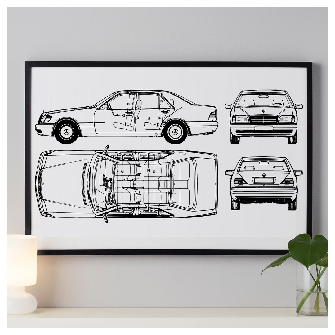 W140 Birthday Gift for Him | Gift for Men Mercedes Poster W140 ...