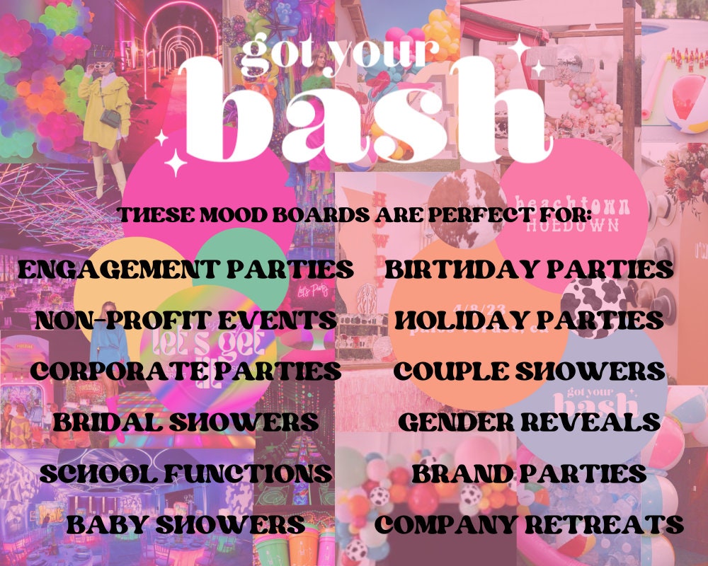 The Ultimate Party Theme Mood Board - Party Theme Mood Board - Custom ...