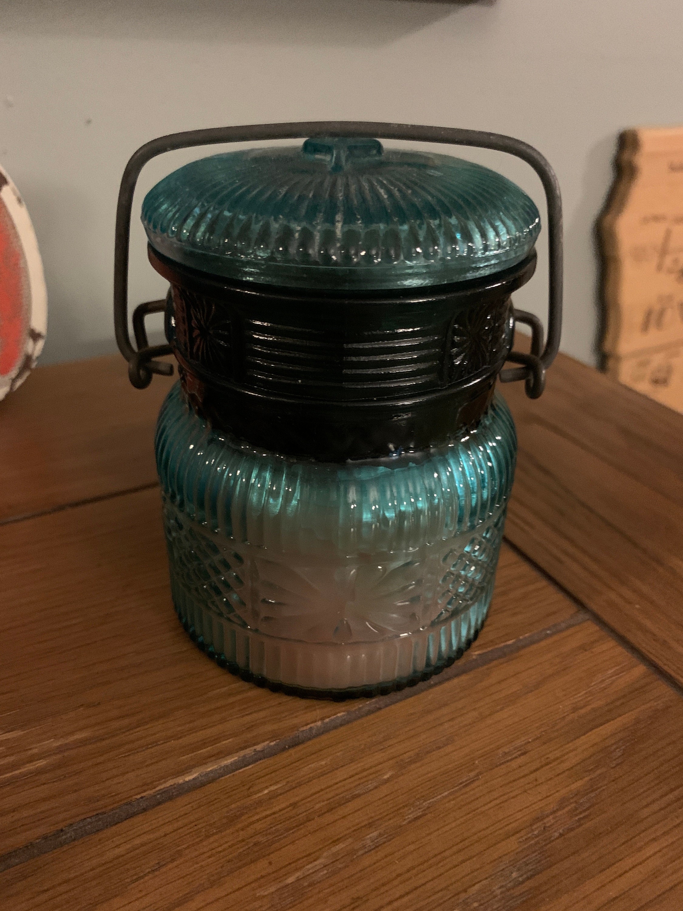 1970 Avon Sunburst Design Teal Blue Glass Vintage Jar With - Etsy