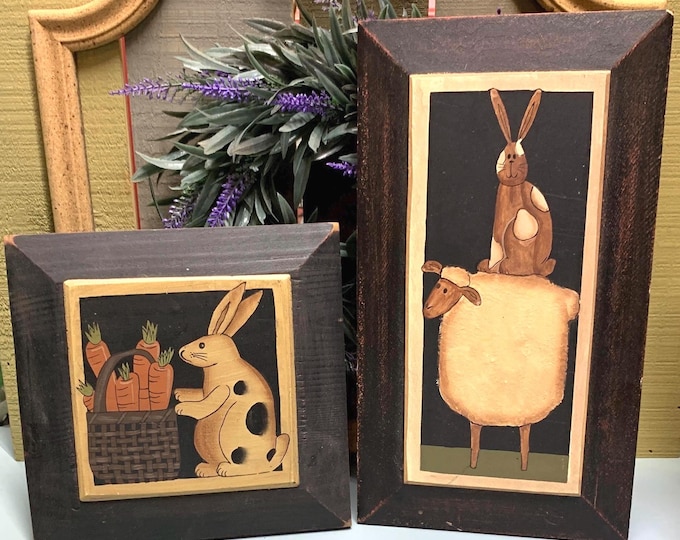 Primitives by Kathy Bunny / Rabbit Pictures - Set of 2 - Etsy