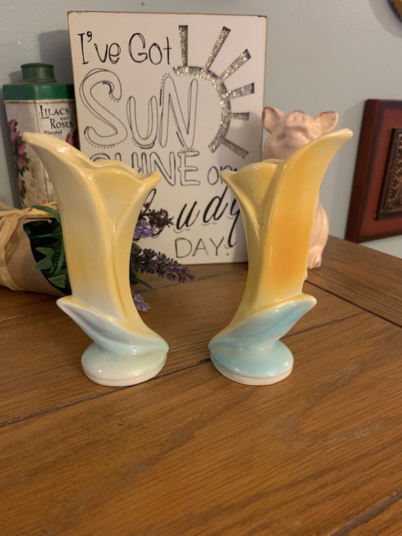 Shawnee Pottery Yellow Bud Vase Pair | Etsy