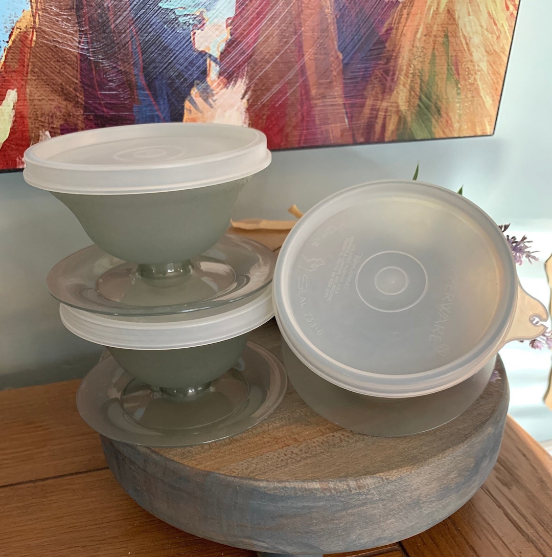 Vintage Tupperware Gray Dessert Containers, 3 Round Serving Containers ...