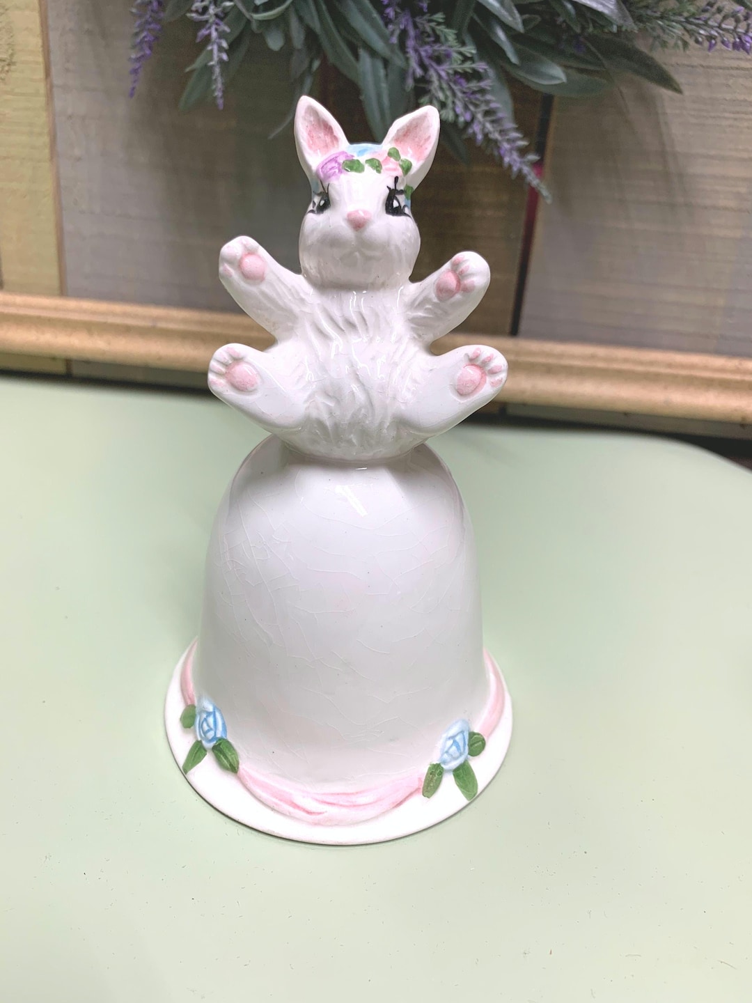 Vintage Bunny Bell, Floral Easter Decor - Etsy
