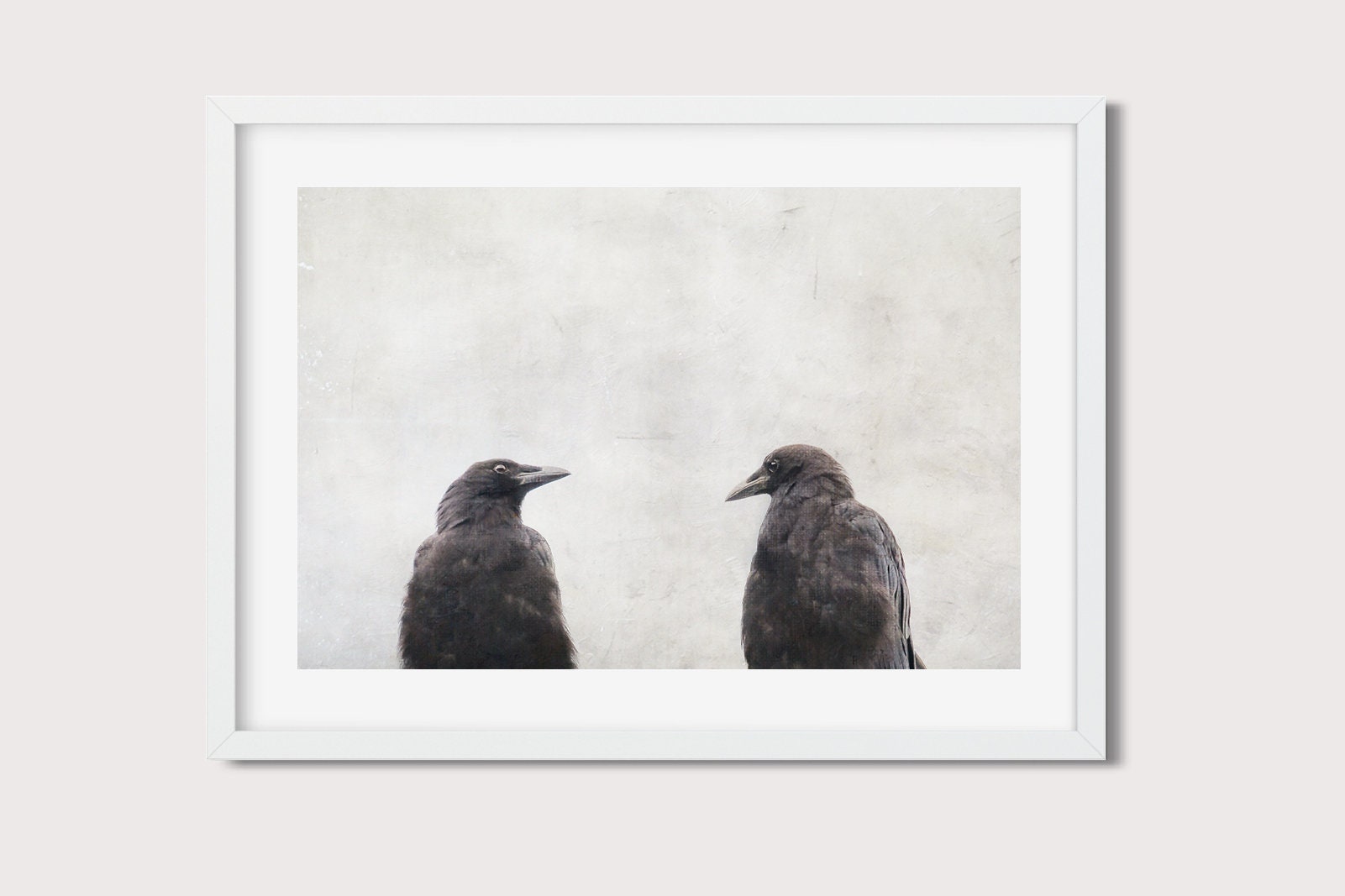 Two Crows Art Print: Whimsical Bird Portrait, Neutral Wall Decor - Etsy