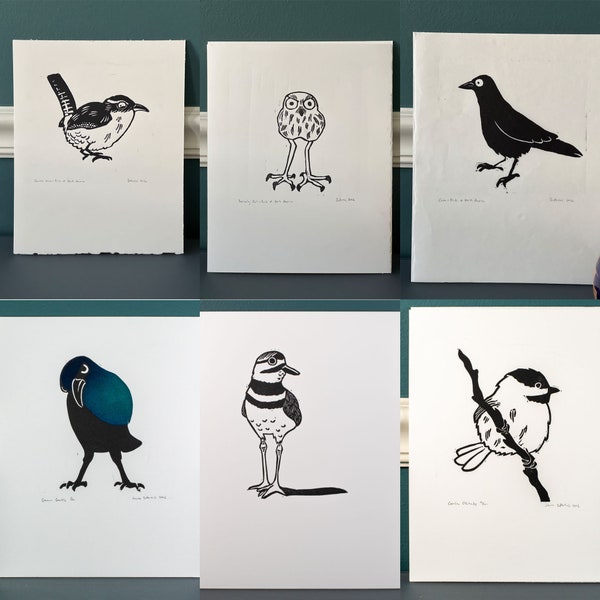 Linocut Print Bird - Etsy