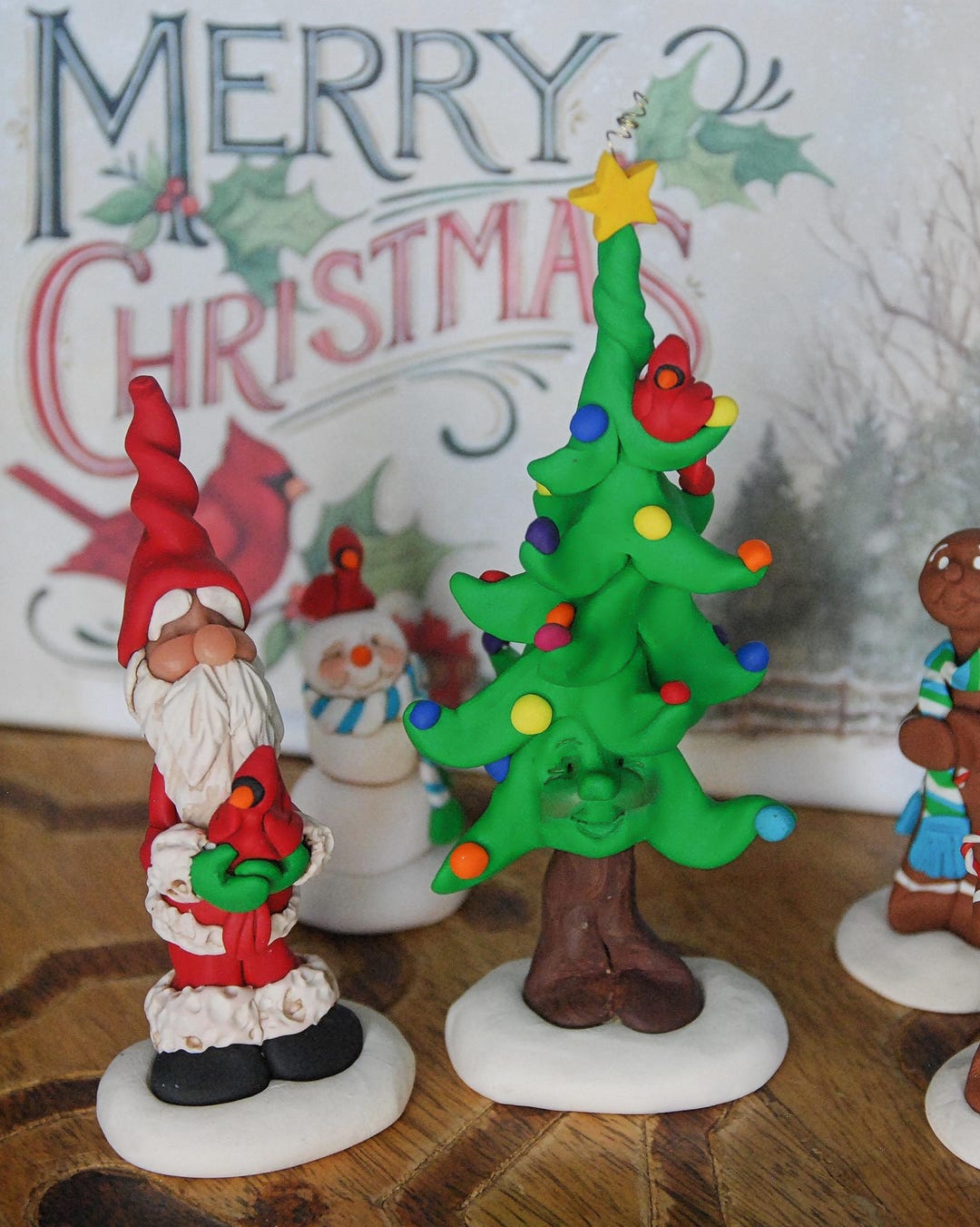 Sculpted FIMO Christmas Tree Figurine: Whimsical Holiday Decor - Etsy