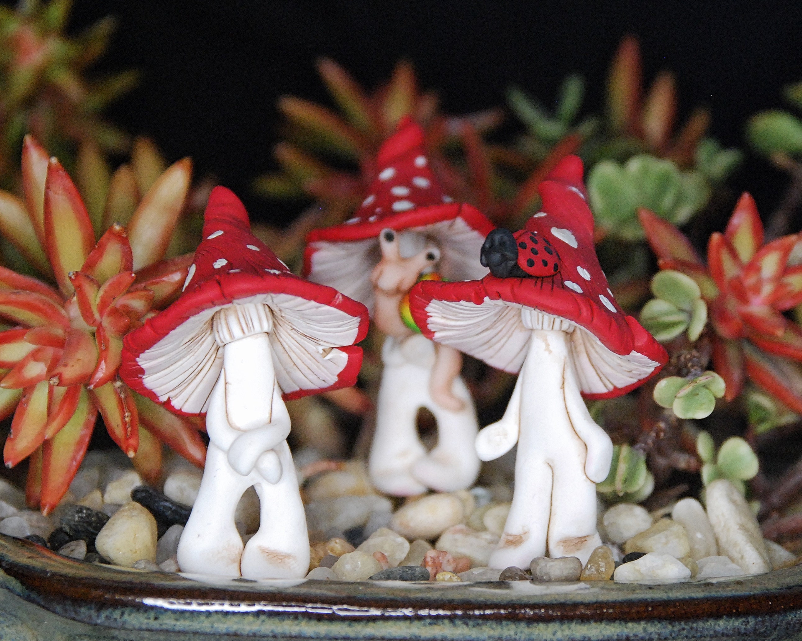 Sculpted Polymer Clay Mushroom Men With Red Cap for Your - Etsy