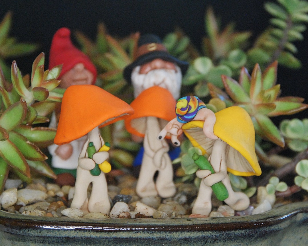 FIMO Clay Mushroom Man, Miniature Garden Gnome, Thanksgiving Decor - Etsy