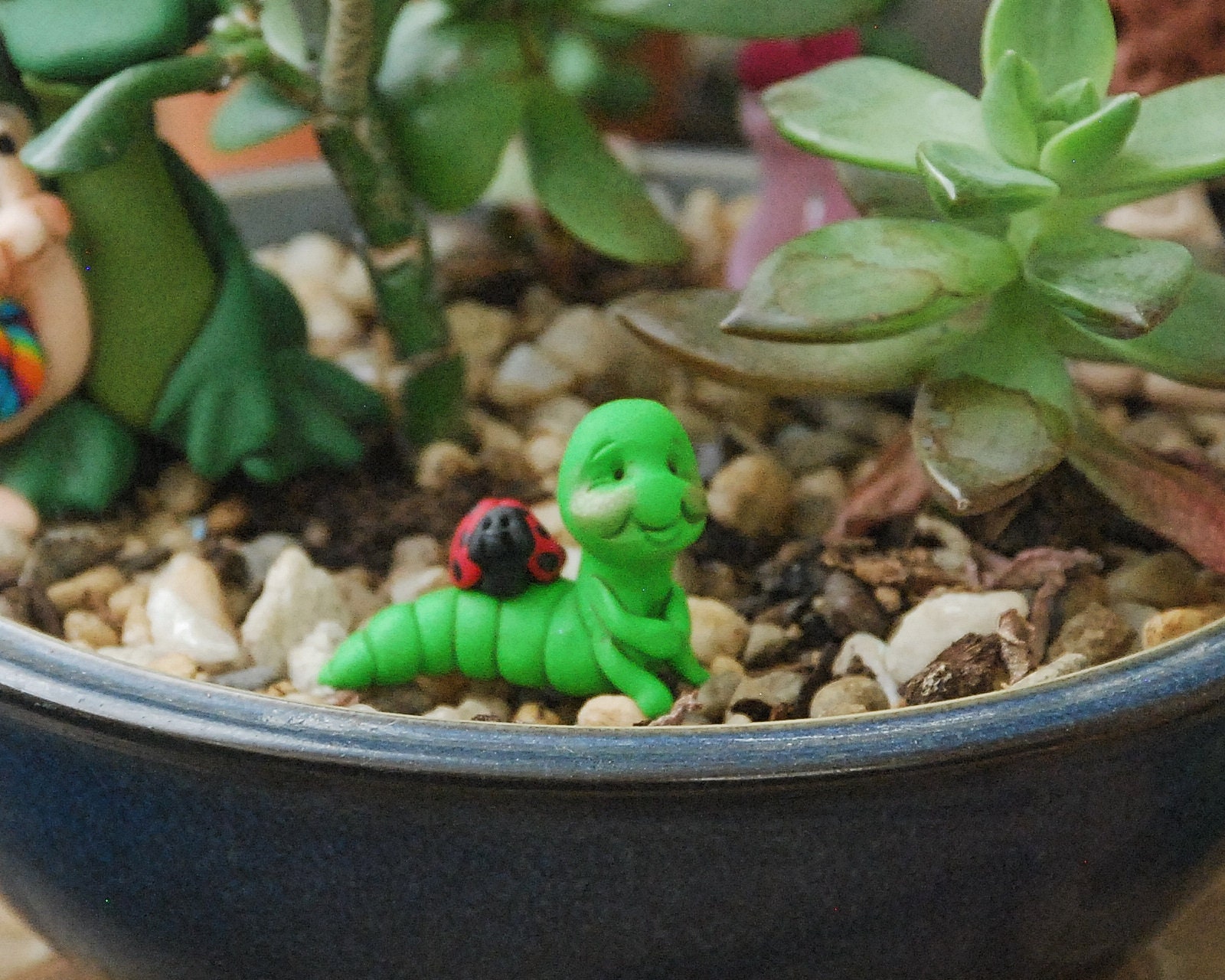 Polymer Clay Caterpillar & Bumble Bee: Miniature Fairy Garden Decor - Etsy