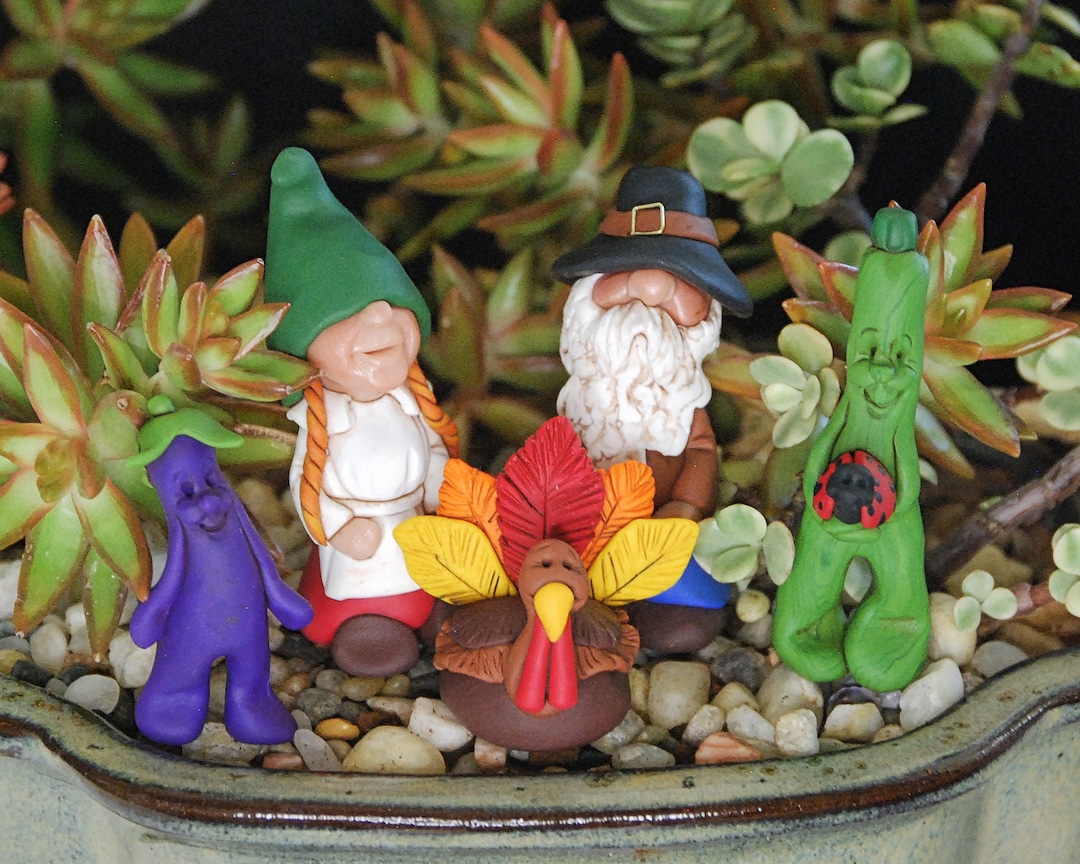 FIMO Clay Thanksgiving Garden Figurines: Turkey, Eggplant, Squash - Etsy