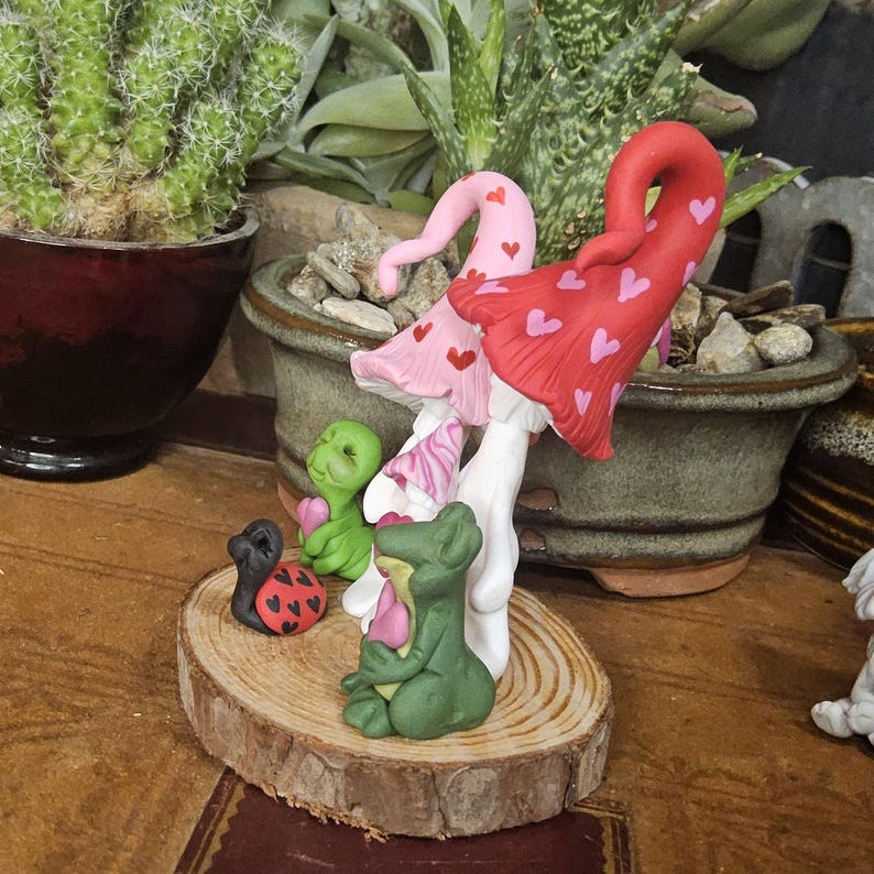 FIMO Clay Valentine's Day Mushroom Gnomes: Whimsical Family Gift - Etsy