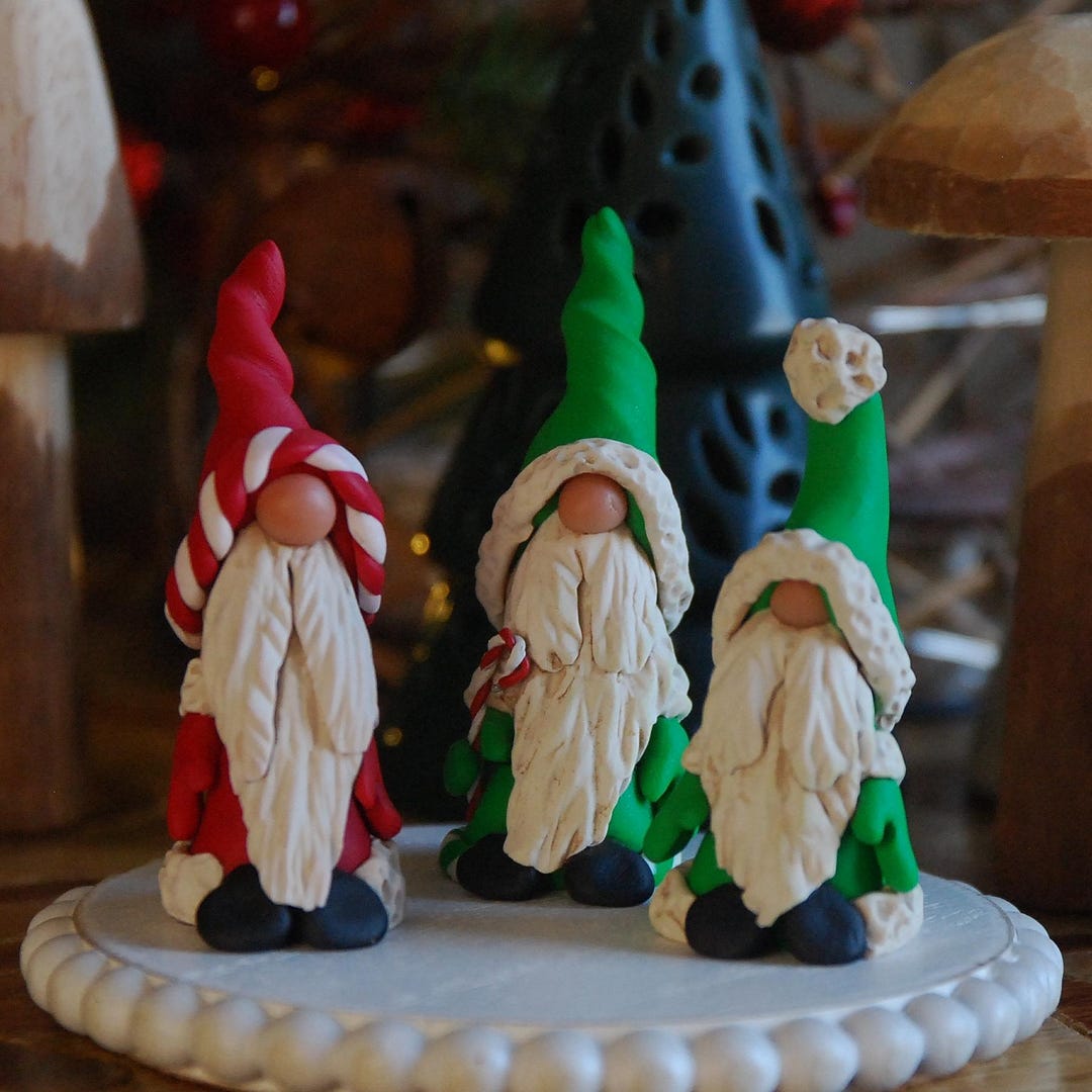 Sculpted Santa Gnome: Whimsical FIMO Clay Christmas Garden Decor - Etsy