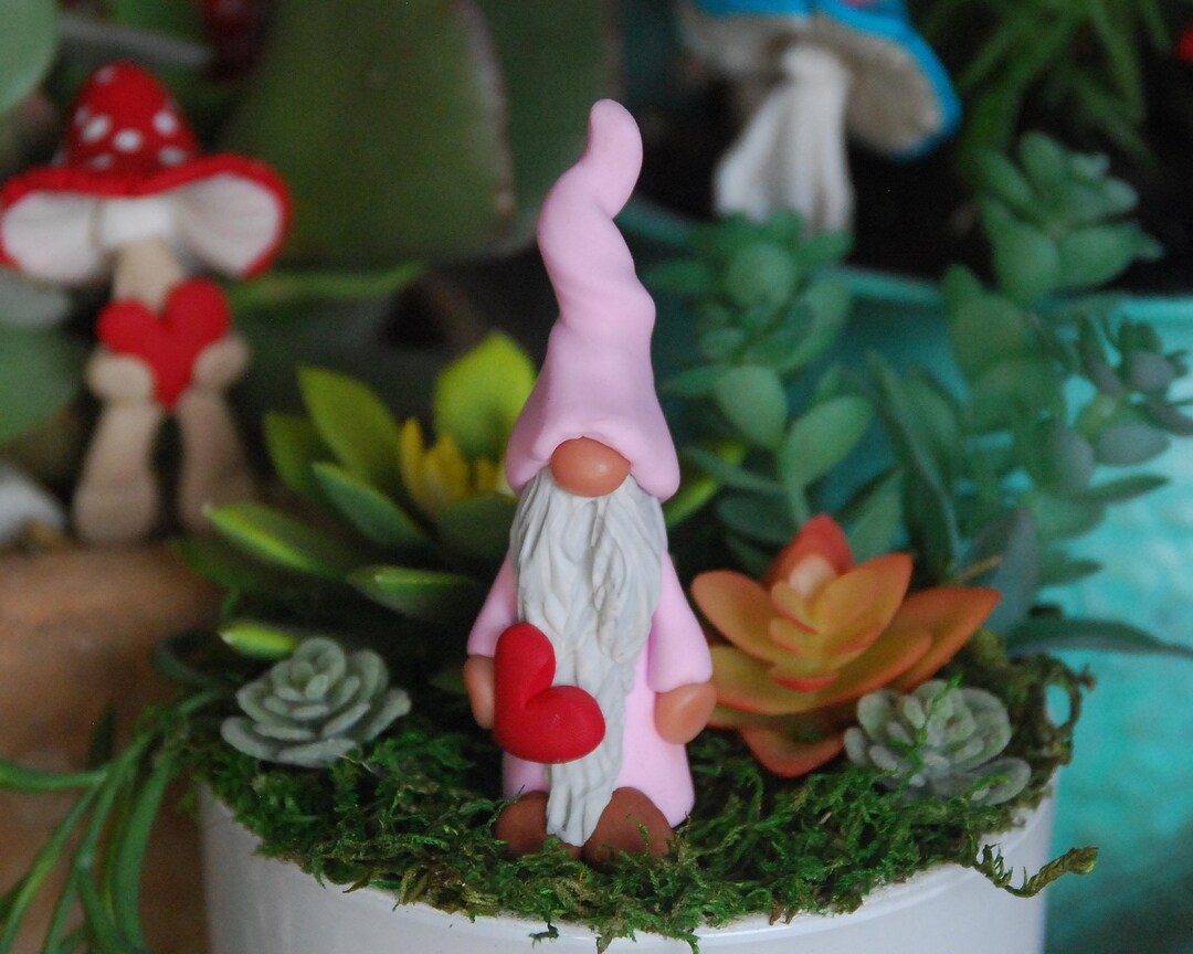 Sculpted Valentine's Day Gnome: Whimsical FIMO Clay Figurine - Etsy