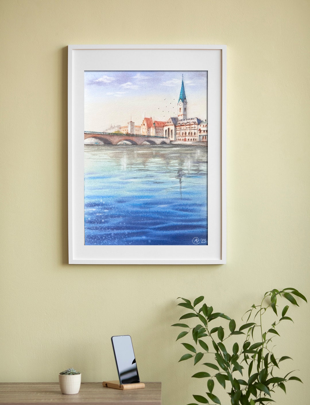 Switzerland Original Watercolor Painting Zurich Town View European ...