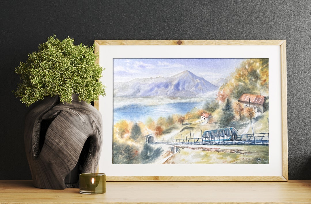 Switzerland Beatenberg Mountain Original Watercolor Painting Autumn ...